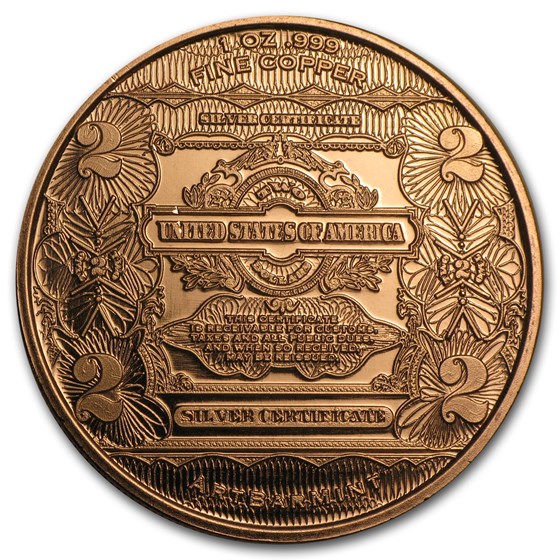 Buy 1 oz Copper Round - $2.00 Washington Banknote Replica | APMEX