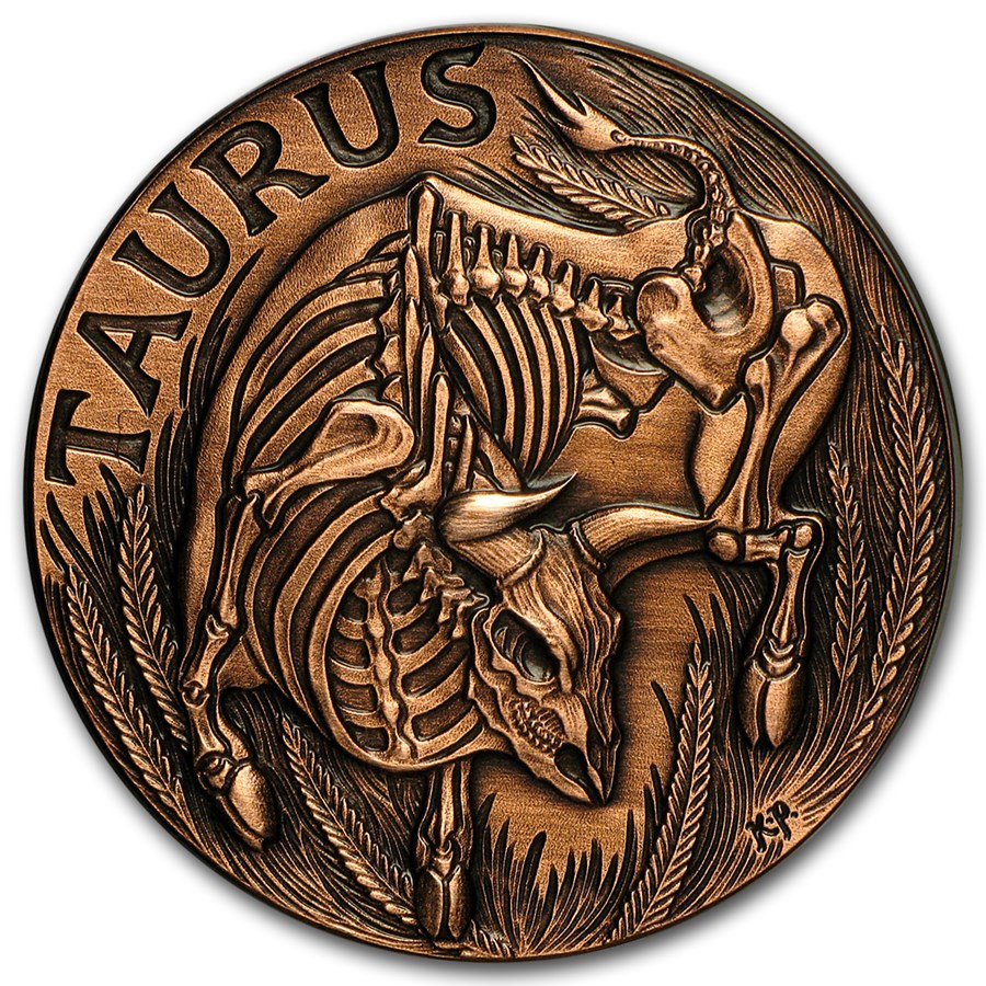 Buy 1 oz Copper Round - Zodiac Skull Series (Taurus) | APMEX