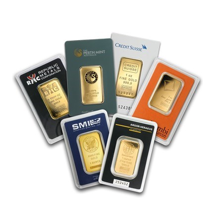 Buy 1 oz Gold Brand Name Bar (w/Assay) - VIP Offer | APMEX