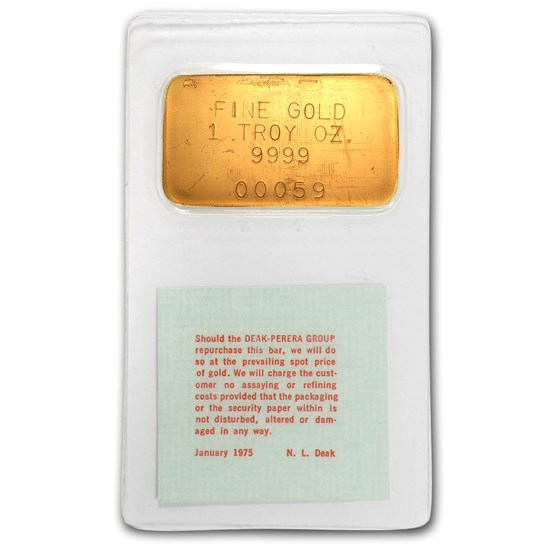 Buy 1 oz Gold Bar - Deak-Perera (Serial #0059, In Assay) | APMEX