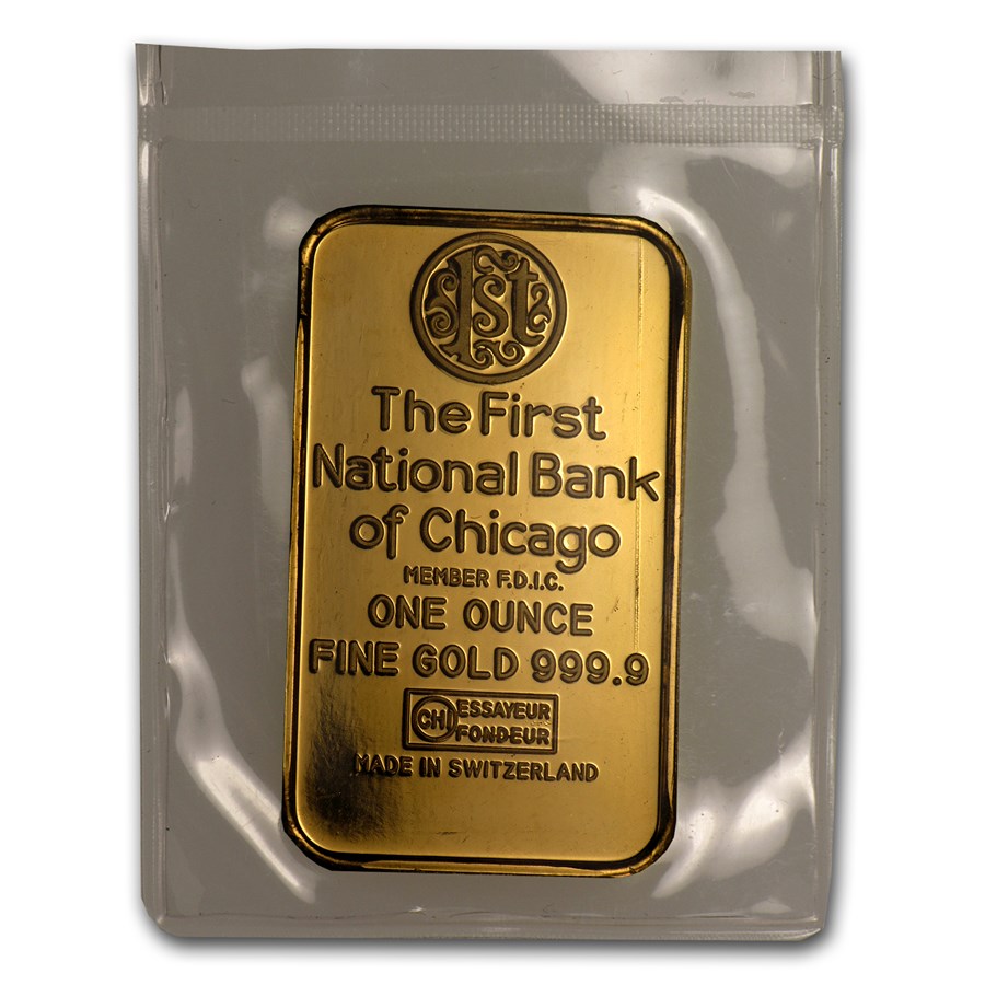 Buy 1 oz Gold Bar - First National Bank of Chicago | APMEX