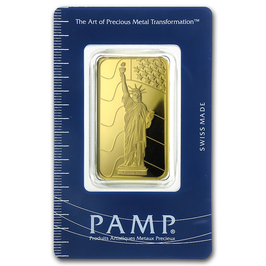 Buy 1 oz Gold Bar - PAMP Suisse Statue of Liberty (In Assay) | APMEX