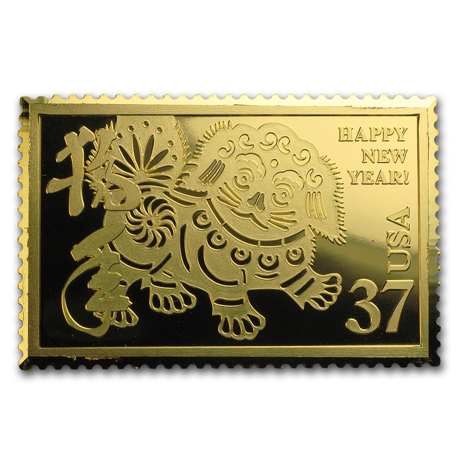 Buy 1 oz Gold Bar - Year of the Dog U.S. Postal Service Stamp Ingot | APMEX
