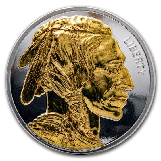 Buy 1 oz Gold Gilded Silver Round - American Legacy: Buffalo Nickel | APMEX