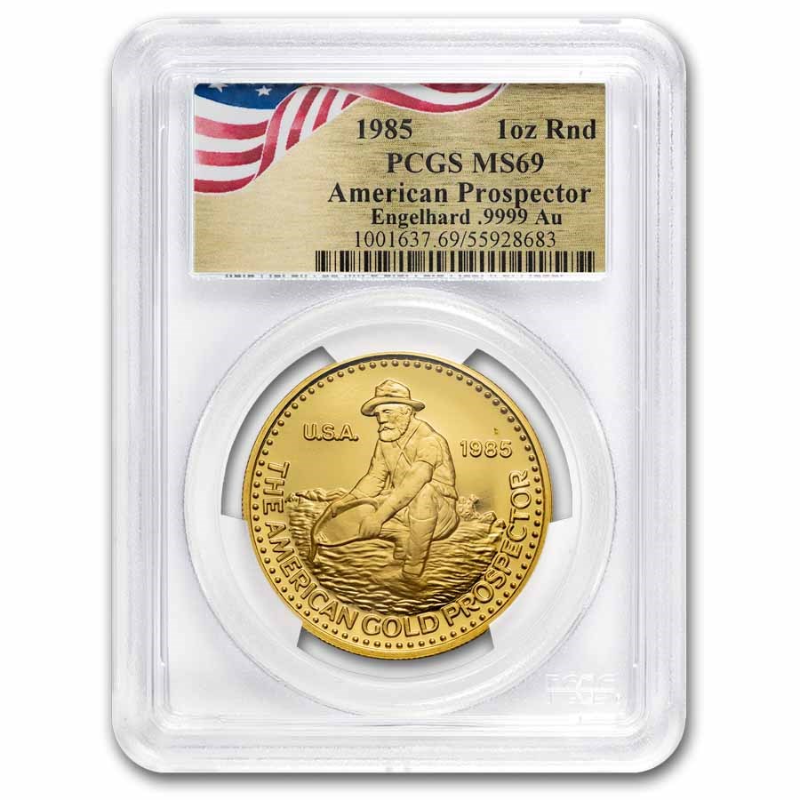 Buy 1985 1 oz Gold Engelhard Prospector Round MS-69 | APMEX