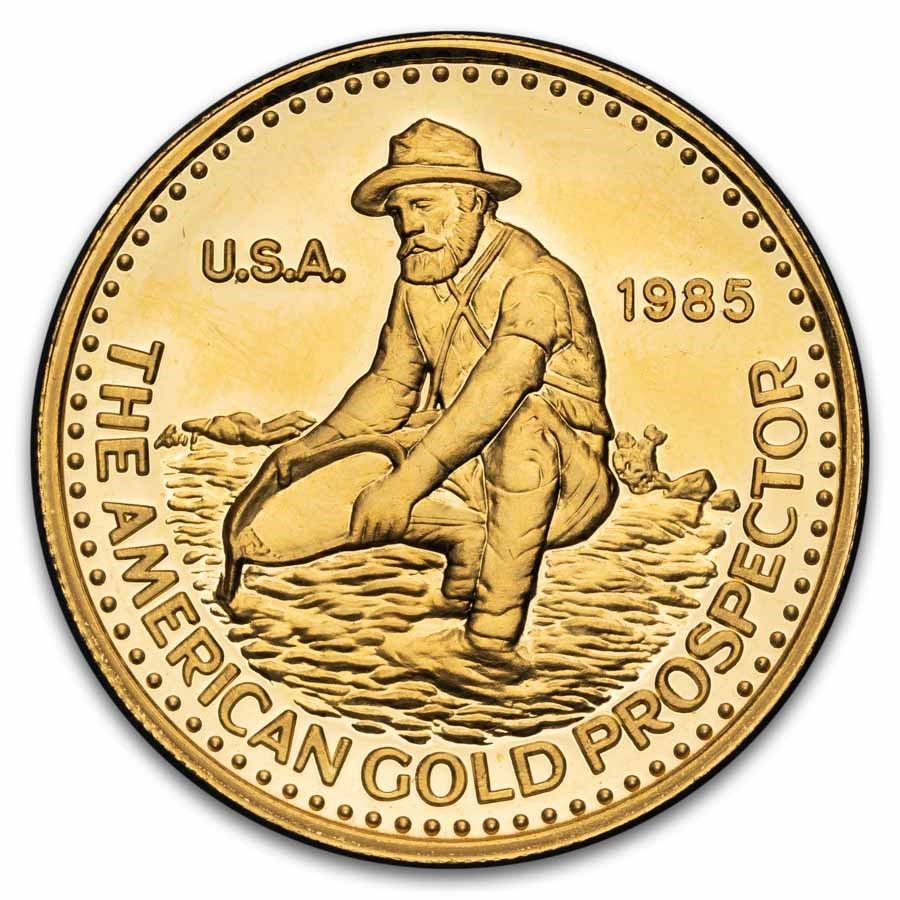 1 oz Gold Round - Engelhard (1985, Prospector, No Stars)