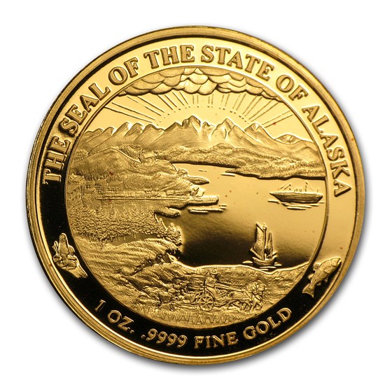Buy 1 oz Gold Round - Great Seal of The State of Alaska (2001) | APMEX