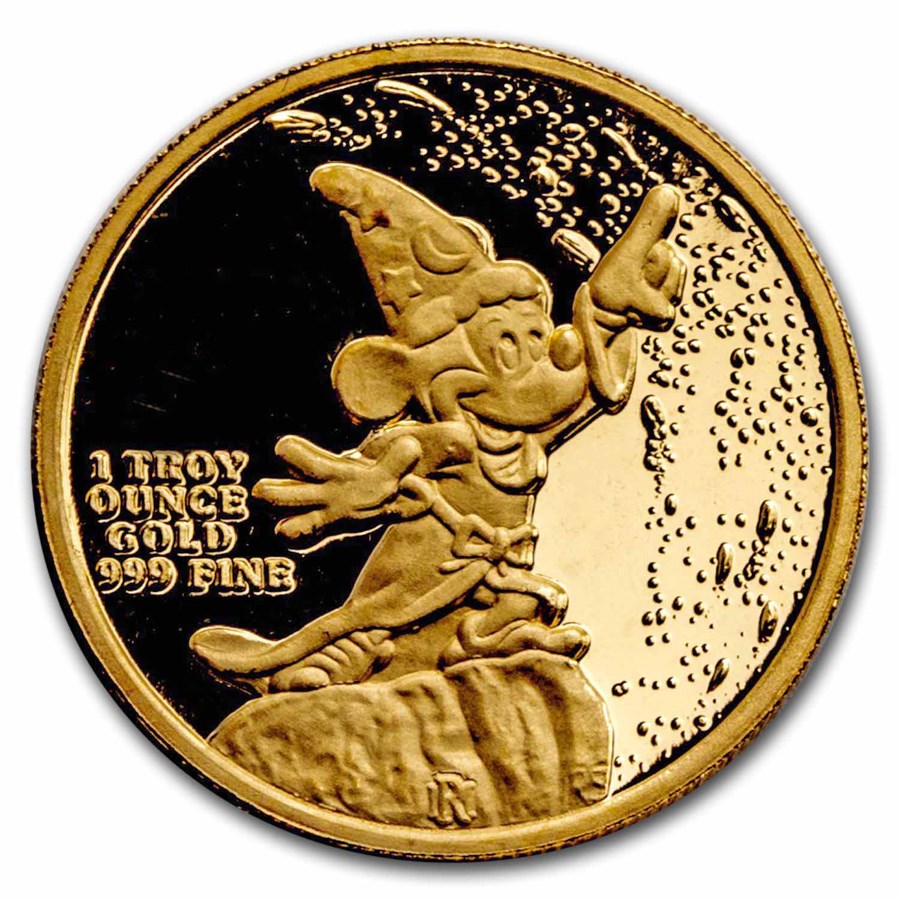 1 oz Gold Round - Mickey Mouse Sorcerer's Apprentice