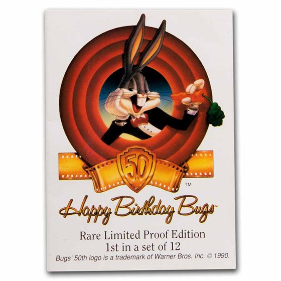 Buy 1 oz Proof Silver Round - Bugs Bunny 50th Birthday (1990, w/Box) | APMEX