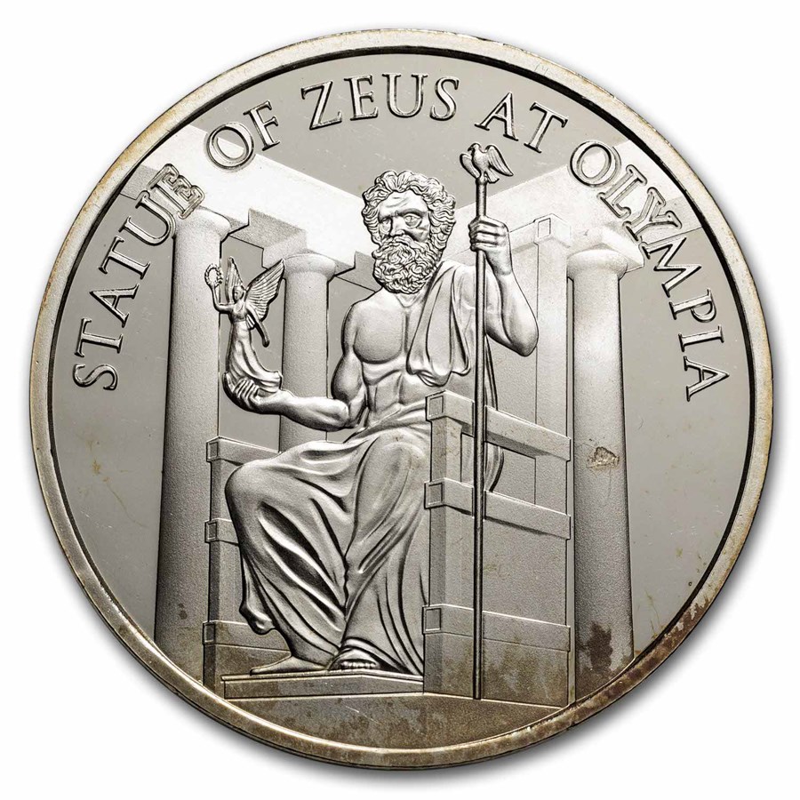 Buy 1 oz Silver - 7 Wonders: Statue of Zeus at Olympia (Spotted) | APMEX