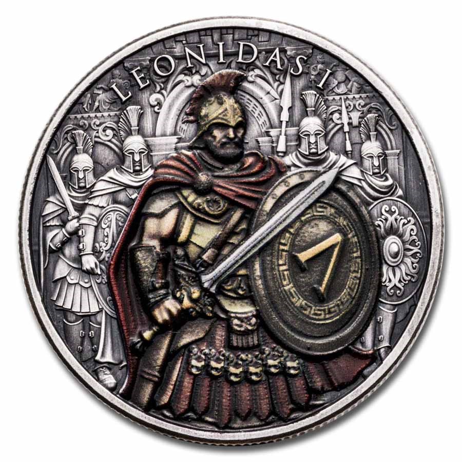 1 oz Silver Antique Round Legendary Warriors: Leonidas I