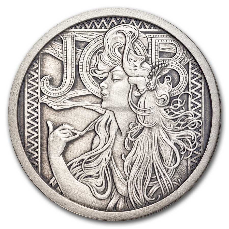 1 oz Silver Antique Round - Mucha Series (JOB) (No COA)