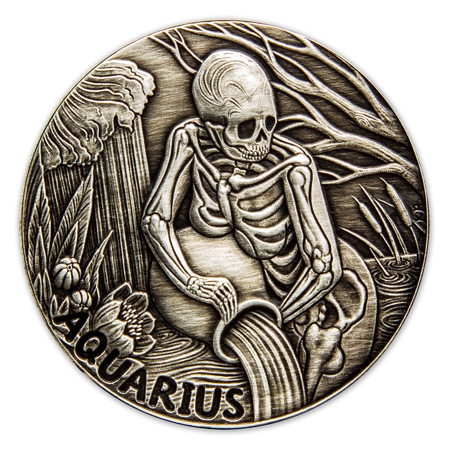 Buy 1 oz Silver Antique Round - Zodiac Series (Aquarius) | APMEX