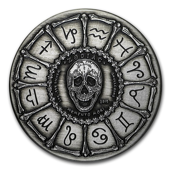 Buy 1 oz Silver Antique Round - Zodiac Skull Series (Libra) | APMEX