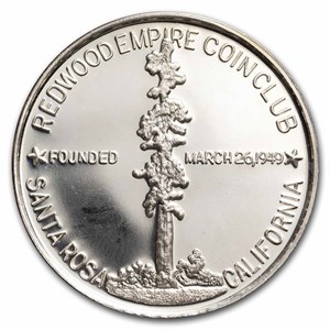 1 oz Silver Art Round-Redwood Coin Club (Santa Rosa,Random Motif)