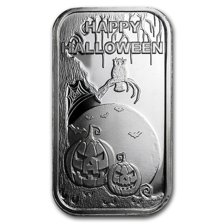 Buy 1 oz Silver Bar - Happy Halloween (w/Pouch & Capsule) | APMEX
