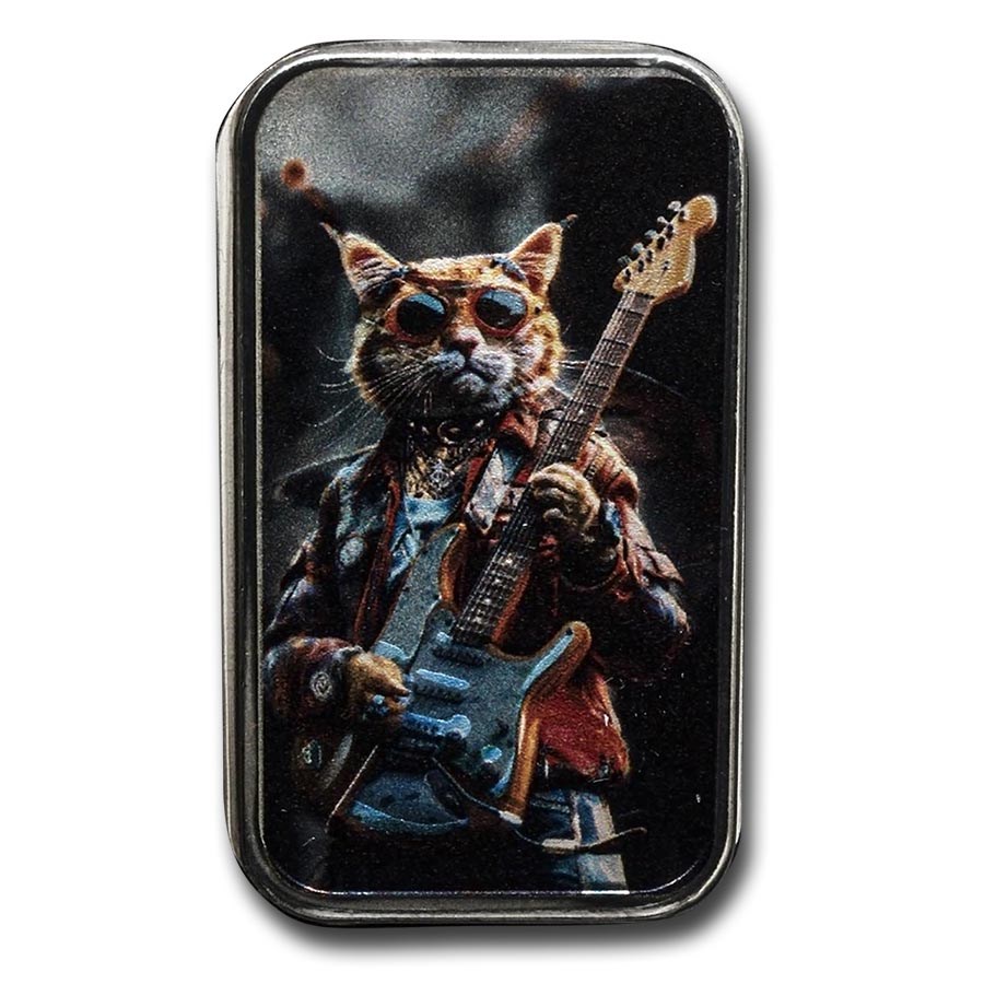1 oz Silver Bar - Holy Land Mint Human Cats- Jimmy Colorized