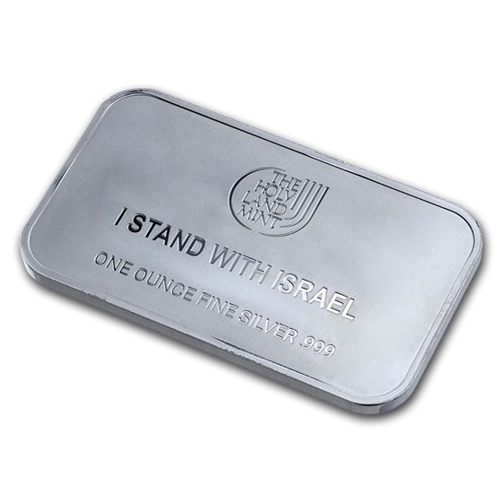 1 oz Silver Bar - Holy Land Mint Stand with Israel Colorized