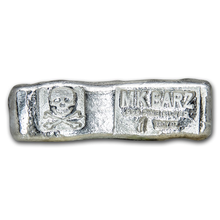 Buy 1 oz Silver Bar - MK Barz & Bullion (Skull & Bones, Kit-Kat) | APMEX
