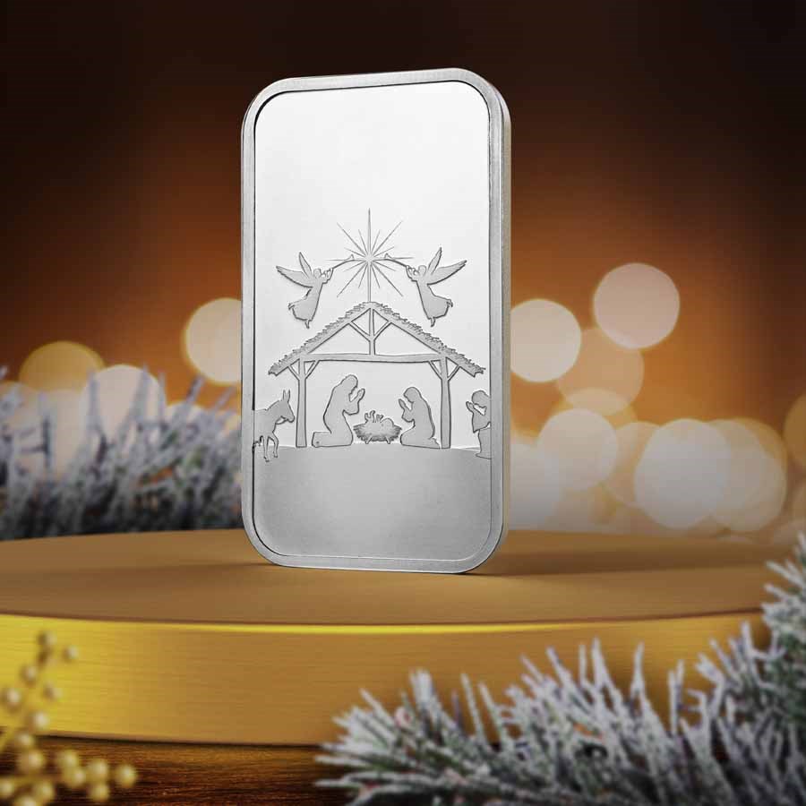 Buy 1 oz Silver Nativity Scene Bar | APMEX
