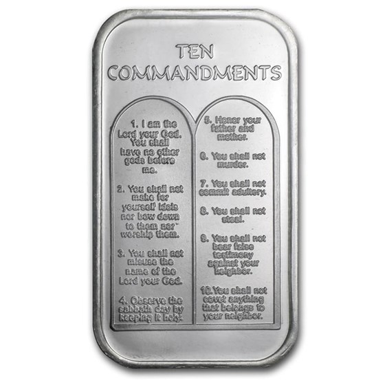 Buy 1 oz Silver Bar - Ten Commandments (Hebrew) | APMEX