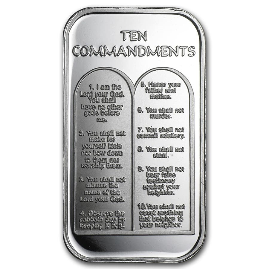 Buy 1 oz Silver Ten Commandments Bar Silvertowne | APMEX