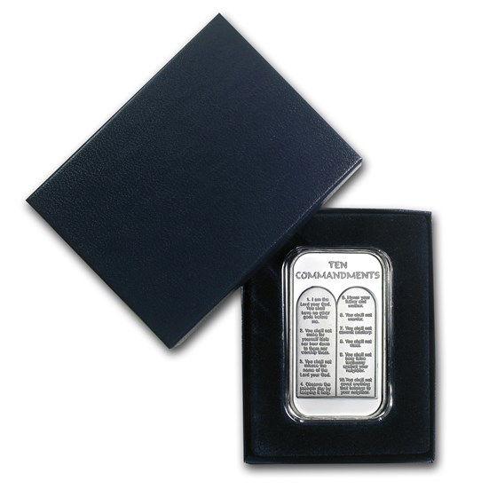 Buy 1 oz Silver Bar - Ten Commandments (w/Box & Capsule) | APMEX