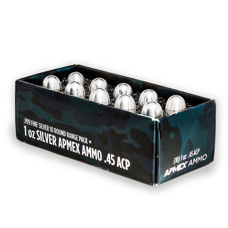 Buy 1 oz Silver Bullet - .45 Caliber ACP 10-Round Range Pack | APMEX