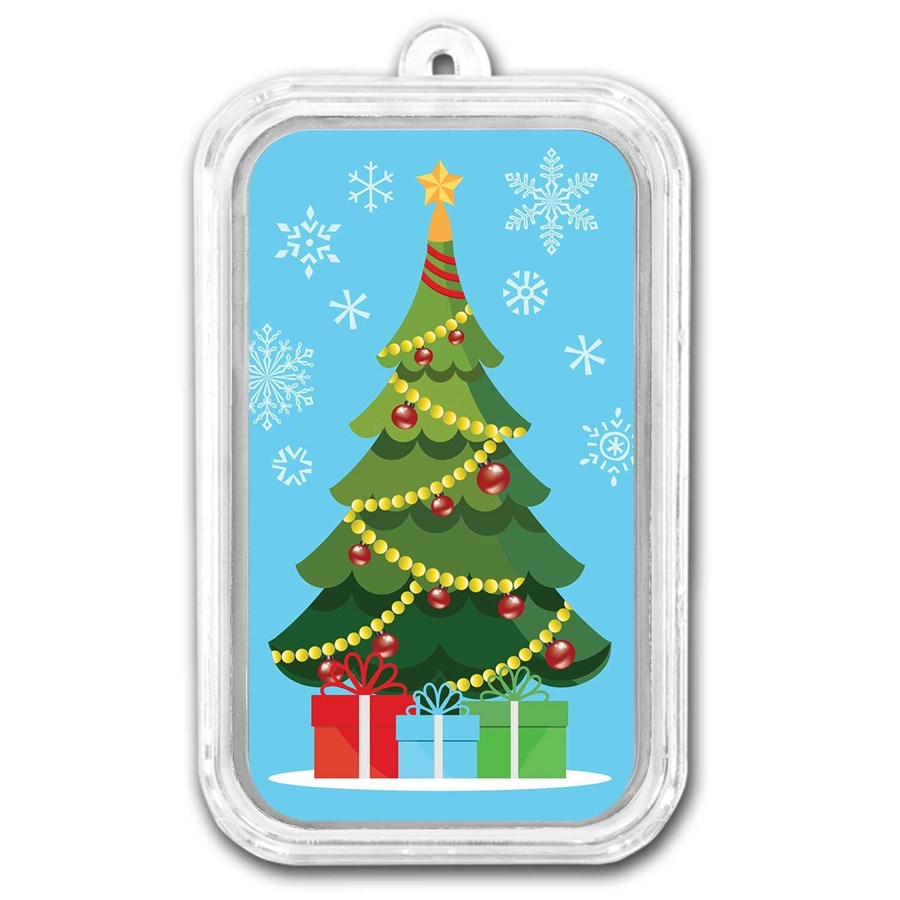 Buy 1 oz Silver Colorized Bar - APMEX (Christmas Tree) | APMEX