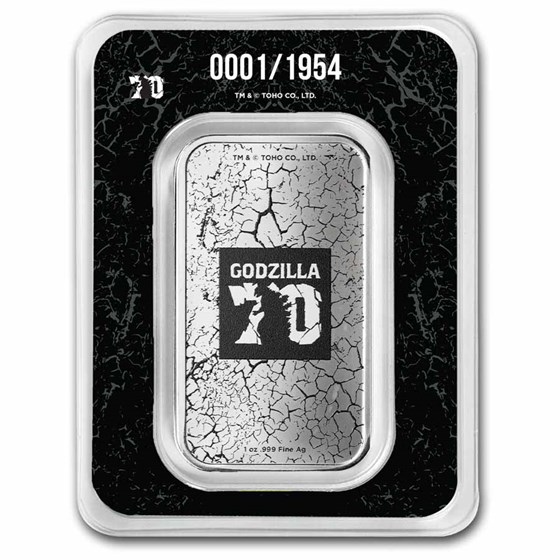 1 oz Silver Colorized Bar - Godzilla 70th Anniversary in TEP