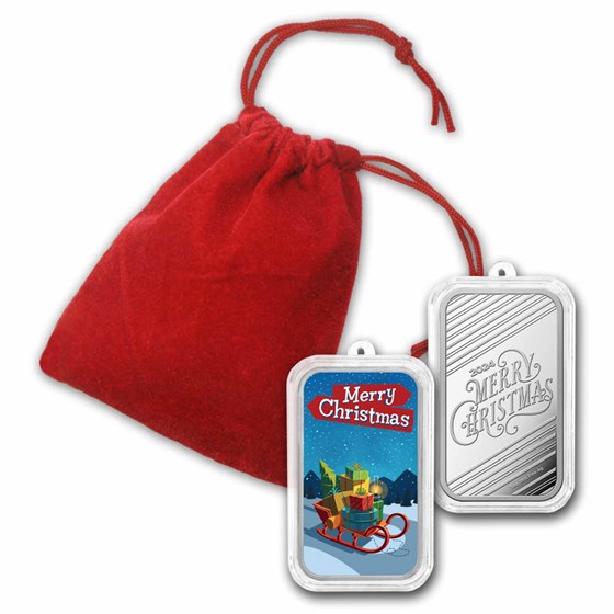 Buy 1 oz Silver Colorized Bar - APMEX (Merry Christmas Sleigh) | APMEX