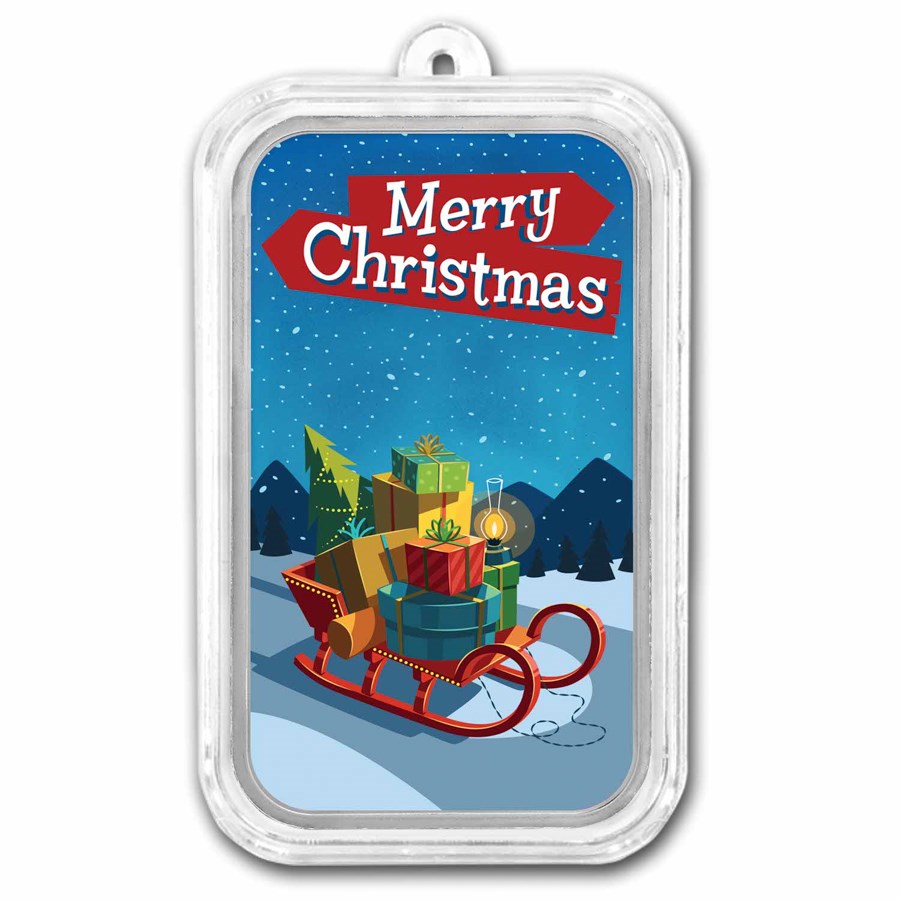 Buy 1 oz Silver Colorized Bar - APMEX (Merry Christmas Sleigh) | APMEX