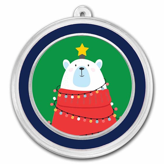Buy 1 oz Silver Colorized Round - APMEX (Polar Bear Christmas Tree) | APMEX