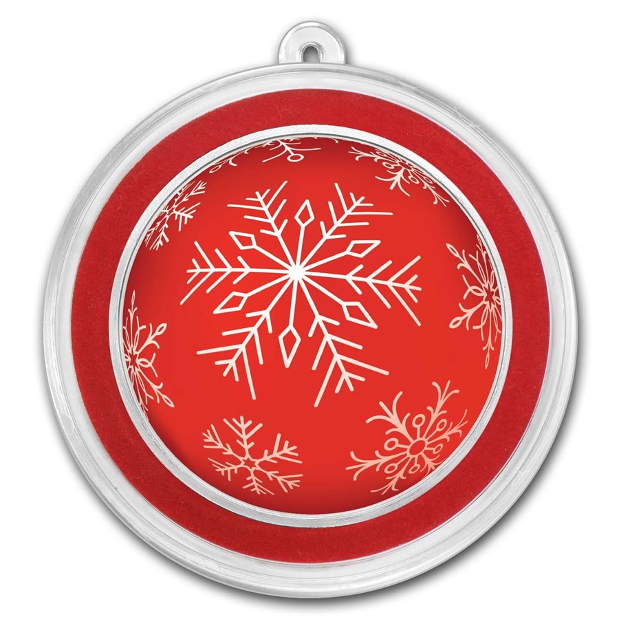 Buy 1 oz Silver Colorized Round - APMEX (Red Snowflake Ornament) | APMEX