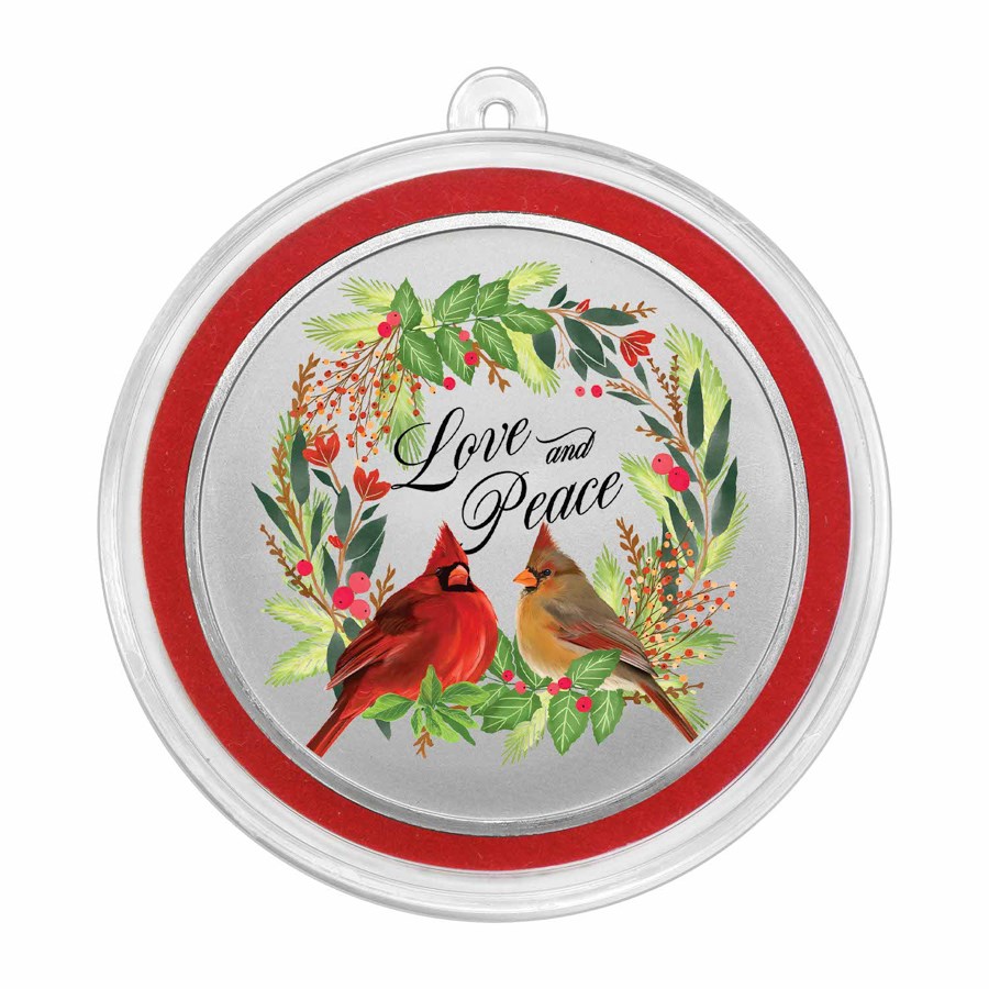 1 oz Silver Colorized Round - Cardinals Wreath "Love and Peace"