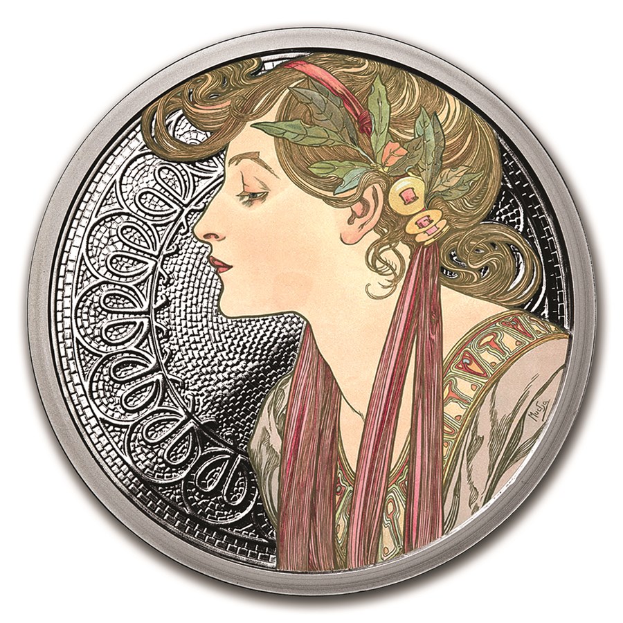 Buy 1 oz Silver Colorized Round - Mucha Series (Laurel) | APMEX