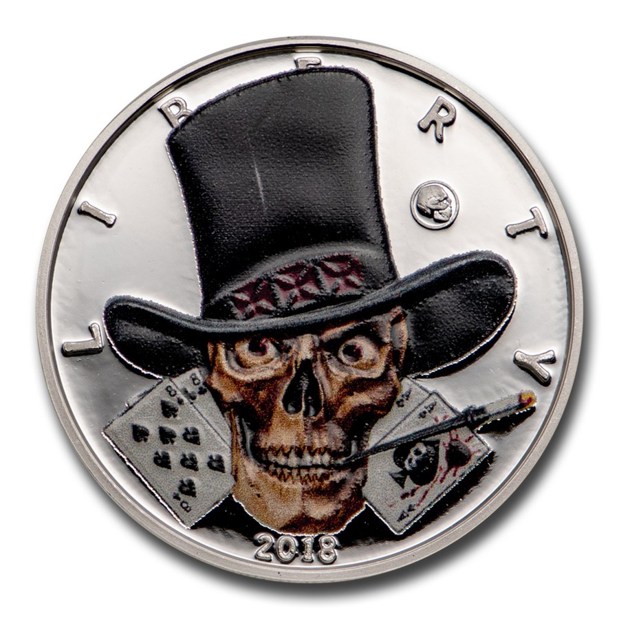 Buy 1 oz Silver Colorized Round - Western Skulls (Gambler) | APMEX