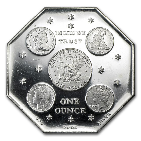 Buy 1 oz Silver Octagon - Bicentennial (Dollar Designs) | APMEX