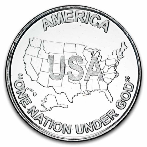 Buy 1 oz Silver USA Map "One Nation Under God" Round | APMEX