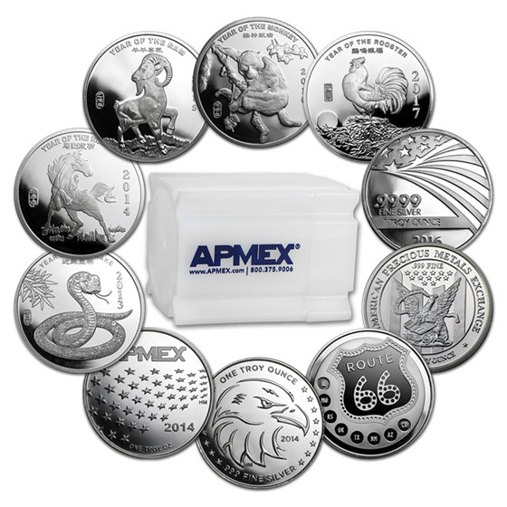 Buy 1 oz Silver Round - APMEX Assortment (Tube of 10) | APMEX