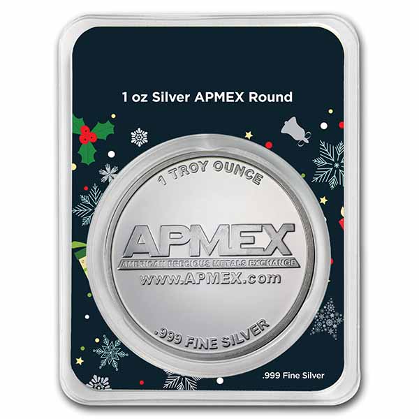 APMEX - 1 oz Silver Round - APMEX (w/Happy Holidays Collage Card, In TEP)