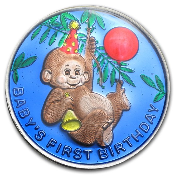 Buy 1 oz Silver Round - Baby's First Birthday (Enameled, w/Box & Cap ...