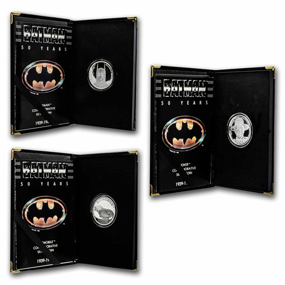 Buy 1 oz Silver Round - BATMAN (50th Anniversary 3-Coin Set) | APMEX
