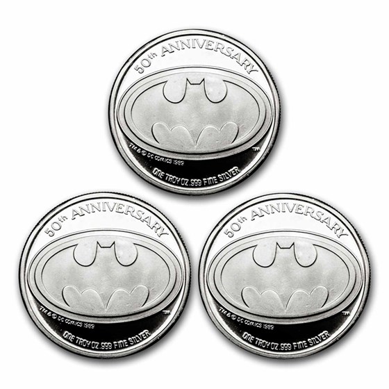Buy 1 oz Silver Round - BATMAN (50th Anniversary 3-Coin Set) | APMEX