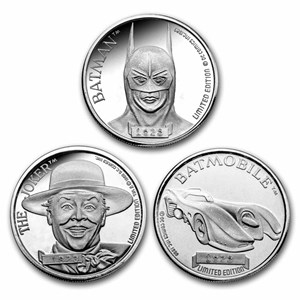 Buy 1 oz Silver Round - BATMAN (50th Anniversary 3-Coin Set) | APMEX