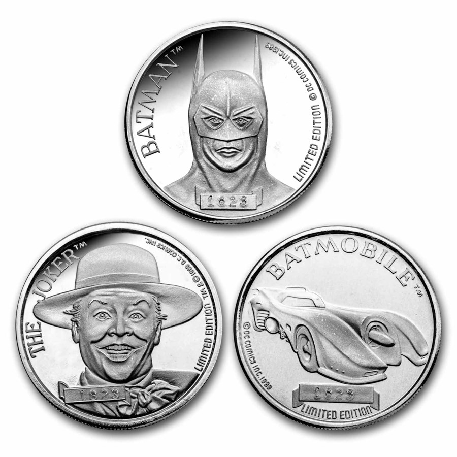 Buy 1 oz Silver Round - BATMAN (50th Anniversary 3-Coin Set) | APMEX