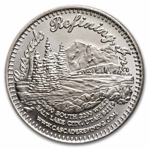 1 oz Silver Round - Cascade Refining Inc Salt Lake City Utah