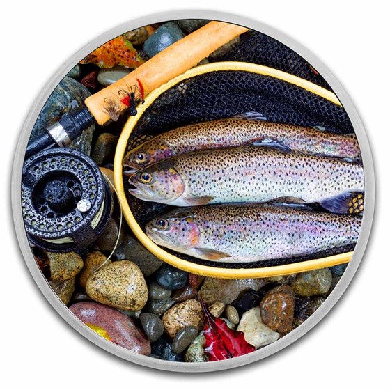 Buy 1 oz Silver Round - Gun & Rod (Trout) Colorized w/ TEP | APMEX