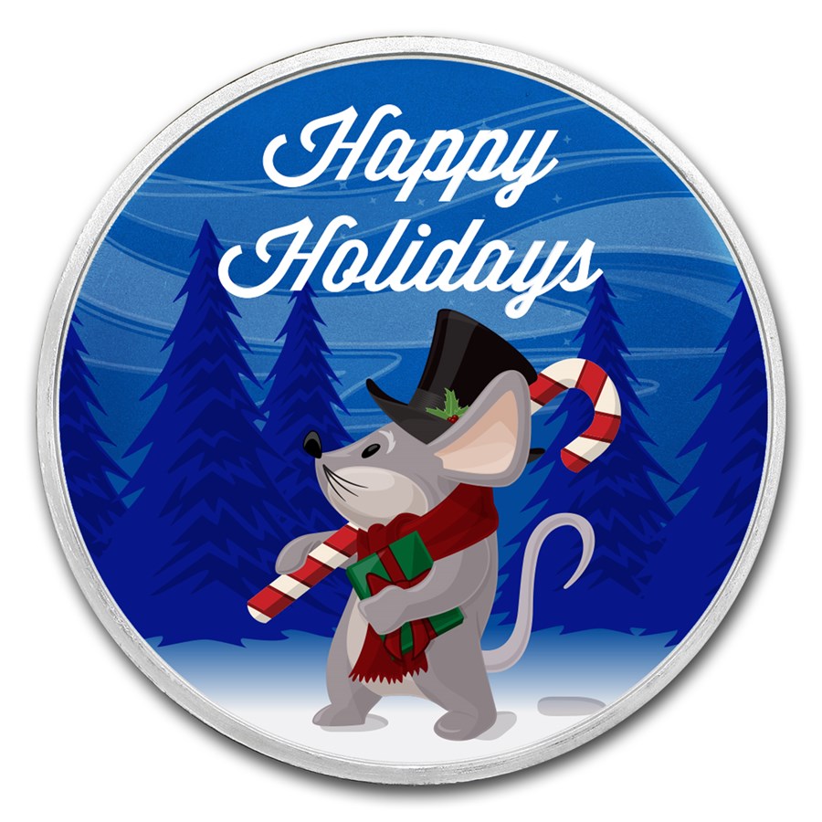 Buy 1 oz Silver Round - Happy Holiday Mouse | APMEX