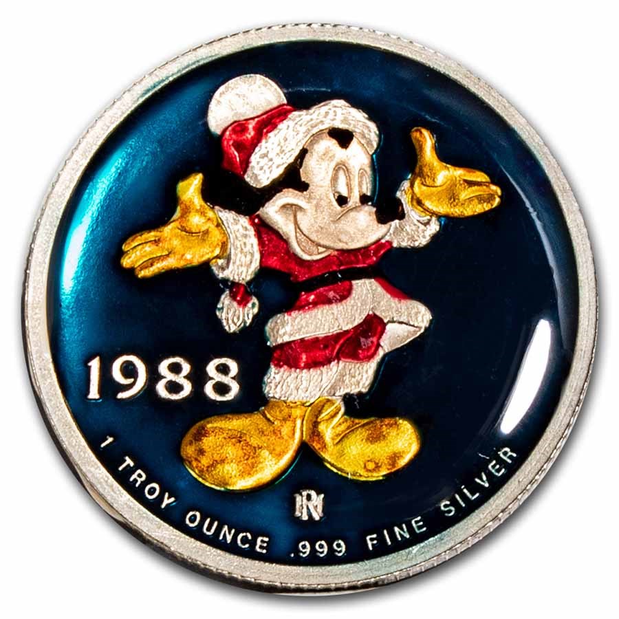 Buy 1 oz Silver Round - Mickey's Holiday Treasure (w/Box&COA) 1988 En ...